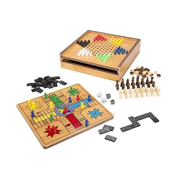ボードゲーム 英語 アメリカ 海外ゲーム 12-HY2764 7-in-1 Combo Board Game and Chess Set - with Ludo, Backgammon, Checkers, Chinese Checkers...