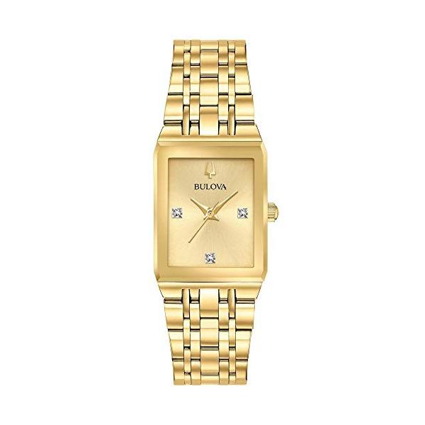 腕時計 ブローバ レディース 97P140 Bulova Ladies Futuro Quadra Rectangular Case Yellow Gold-Tone Stainless Steel Watch | 20.5x32mm | ...