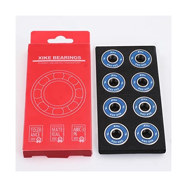 ベアリング スケボー スケートボード 海外モデル 直輸入 608-2RS XiKe 16-Pack 608-2RS Skateboard Bearings, Blue, High-Speed 8x22x7mm, Durable Double...