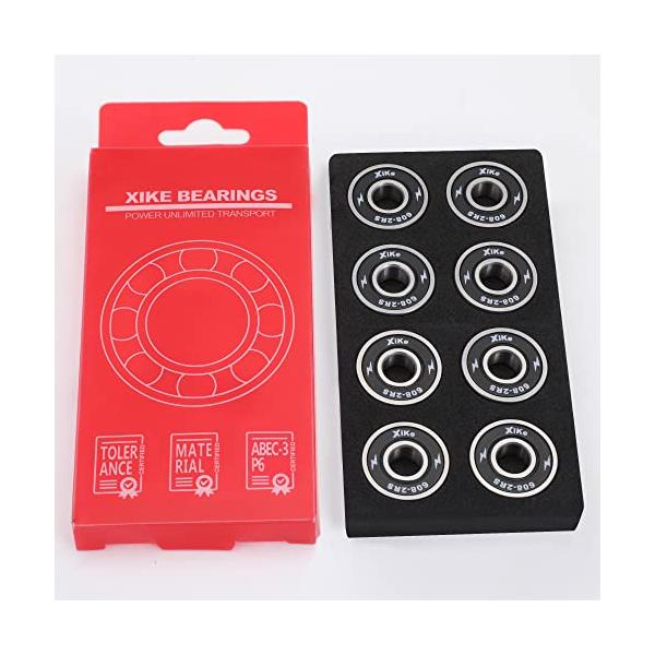 ベアリング スケボー スケートボード 海外モデル 直輸入 608-2RS XiKe 8-Pack 608-2RS Skateboard Bearings, Black, High-Speed 8x22x7mm, Durable Double...