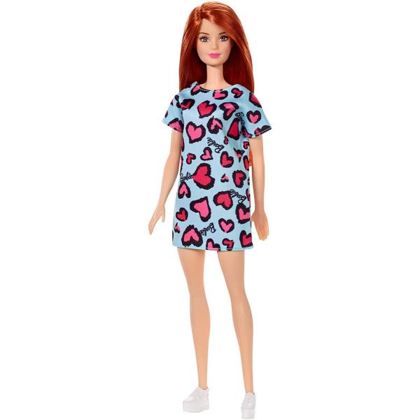 バービー バービー人形 ファッショニスタ GHW48 Barbie Doll, Red Hair, Wearing Yellow and Purple Heart-Print Dress and Platform Sneakers, for...