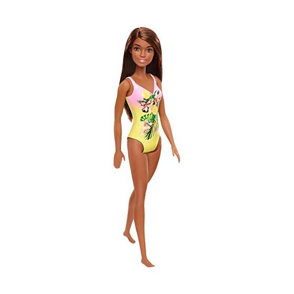 バービー バービー人形 GHW39 Barbie Fasshion Doll, Beach-Themed Brunette Wearing Pink &amp; Yellow Floral Swimsuit海外限定品を迅速輸入！5〜15営業...