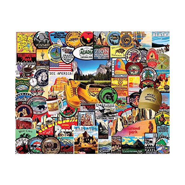 ジグソーバズル 海外製 1000ピース 国立公園のバッジ サイズ約60×76センチ 絵画・アート White Mountain Puzzlesジグソーパズル 海外製 アメリカ 1057 White Mountain Puzzles Nati...