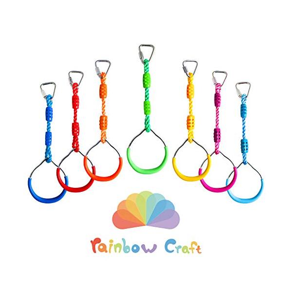 ジャングルジム ブランコ 屋内・屋外遊び 幼児 小学生 忍者 DS-S2001 Rainbow Craft 7-Pack Colorful Ninja Rings - Gymnastic Ring, Swing Bar Ring, Monk...