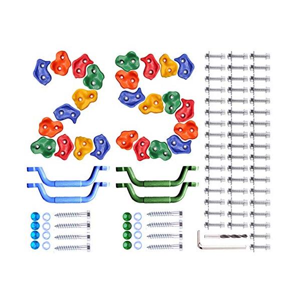 ジャングルジム ブランコ 屋内・屋外遊び 幼児 小学生 忍者 NOSTAFY NOSTIFY 25 Pcs Colourful Pig Nose Shape Rock Climbing Holds with Blue &amp; Green...