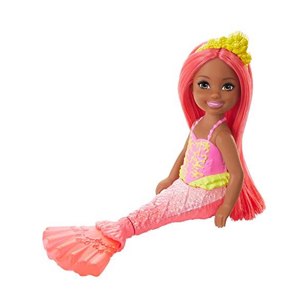 バービー バービー人形 GJJ87 Barbie Dreamtopia Chelsea Mermaid Doll with Coral-Colored Hair &amp; Tail, Royal Headband Accessory, S...