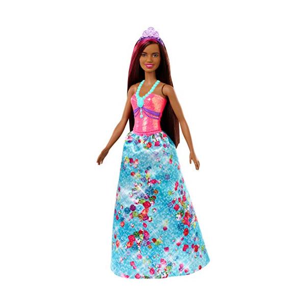 バービー バービー人形 GJK15 Barbie Dreamtopia Royal Fashion Doll &amp; Accessory, Brunette with Pink Hairstreak Wearing Removable ...