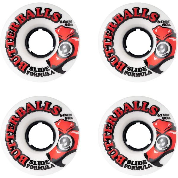 ウィール タイヤ スケボー スケートボード 海外モデル 直輸入 61BB804-WHT-BK Sector 9 Butterballs 61mm 80A White Wheels with Red/Black Accents | Set o...