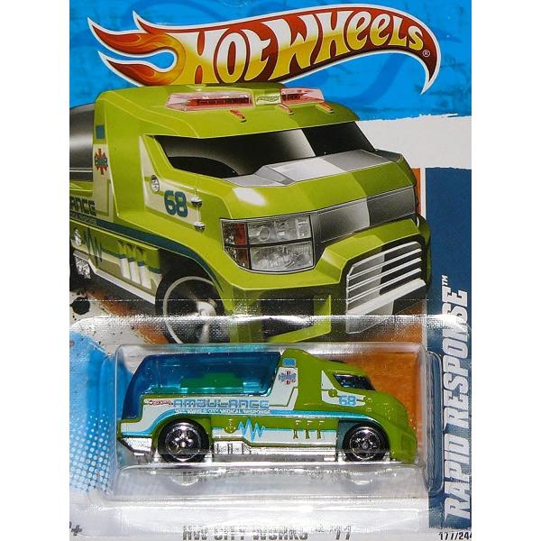 ホットウィール マテル ミニカー ホットウイール  Hot Wheels Die Cast Toy Rapid Response LIME GREEN Ambulance HW City Works Series #177 in serie...