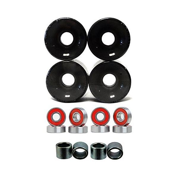ウィール タイヤ スケボー スケートボード 海外モデル 直輸入  Everland Skateboard Wheels 60x44mm w/Bearings &amp; Spacers (Black)海外限定品を迅速輸入！5〜15営業日にて...