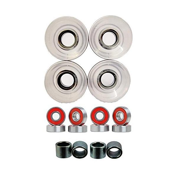 ウィール タイヤ スケボー スケートボード 海外モデル 直輸入  Everland Longboard Skateboard Cruiser Wheels 60x44mm w/ Bearings &amp; Spacers (Clear)海...