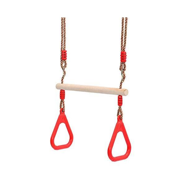 ジャングルジム ブランコ 屋内・屋外遊び 幼児 小学生 忍者 CH-SPRG04 PELLOR Playground Children's Wooden Trapeze Swing Bar with Plastic Gym Rings Sw...