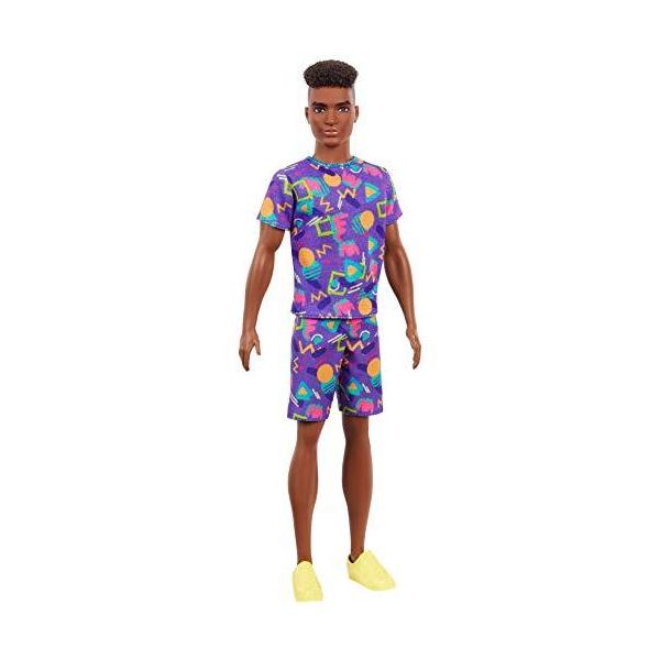 バービー バービー人形 ケン Ken GRB87 Barbie Ken Fashionistas Doll #162 with Rooted Brunette Hair Wearing Graphic Purple Top, Shorts ...
