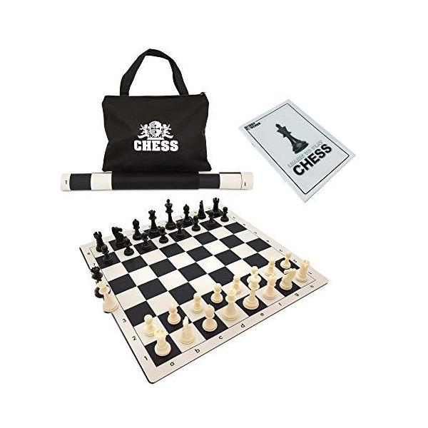 ボードゲーム 英語 アメリカ 海外ゲーム 101020 WE Games Best Value Tournament Chess Set - Includes 34 Chessmen, Roll Up Black Vinyl Chess B...