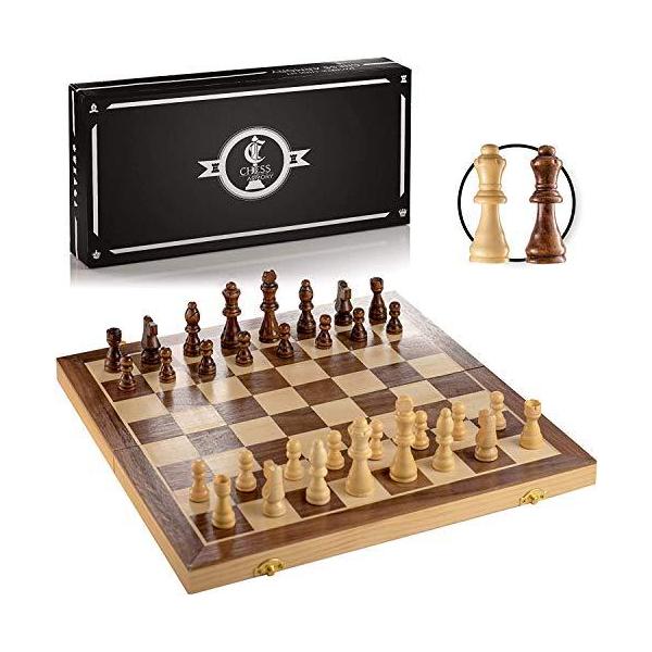 ボードゲーム 英語 アメリカ 海外ゲーム LXSGF0919008 15 Inch Magnetic Wooden Chess Set for Adults &amp; Kids - Folding Travel Chess Board w...