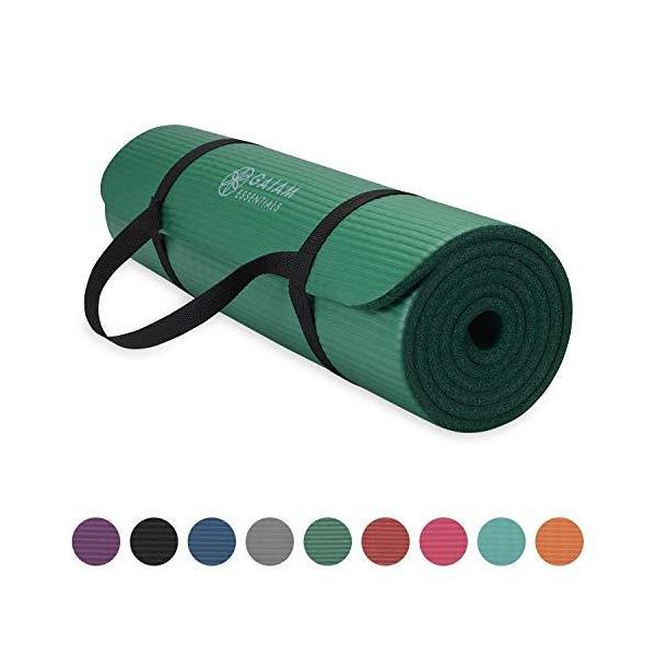 ヨガマット フィットネス 05-63322 Gaiam Essentials Thick Yoga Mat - Fitness and Exercise Mat with Easy-Cinch Carrier Strap Included ...