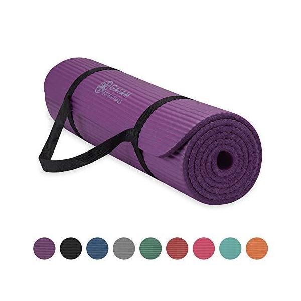 ヨガマット フィットネス 05-63318 Gaiam Essentials Thick Yoga Mat Fitness &amp; Exercise Mat with Easy-Cinch Carrier Strap, Purple, ...