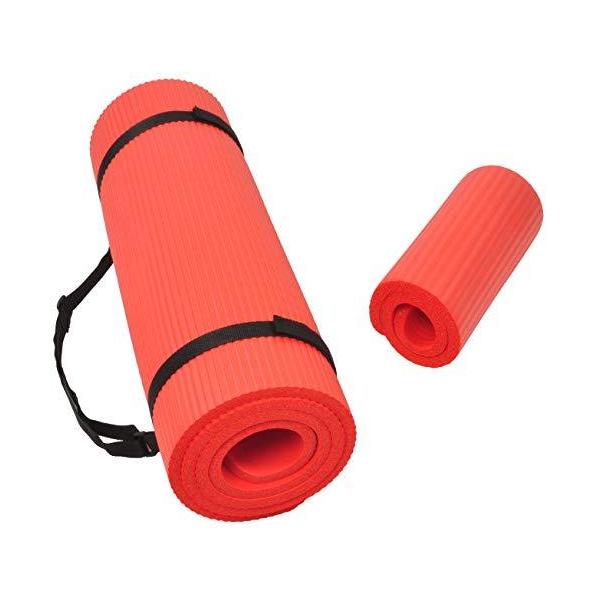 ヨガマット フィットネス BFGY-PLUS-RD Fitvids All Purpose 1/2-Inch Extra Thick High Density Anti-Tear Exercise Yoga Mat and Knee Pad...