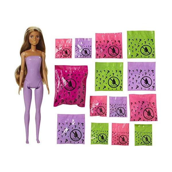 バービー バービー人形 GXV93 Barbie Color Reveal Peel Mermaid Fashion Reveal Doll Set with 25 Surprises Including Purple Peel-able ...