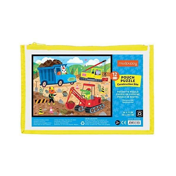 ジグソーパズル 海外製 アメリカ 9780735367982 Mudpuppy Construction Site ? 12 Piece Puzzle with Reusable Zipper Pouch Featuring Colorfu...