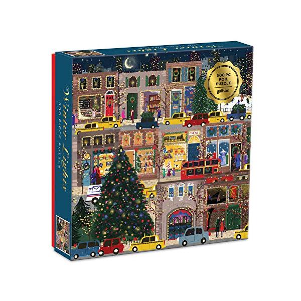 ジグソーパズル 海外製 アメリカ 9780735362147 Galison Winter Lights Foil Puzzle, 500 Pieces, 20” x 20” ? Holiday Jigsaw Puzzle Featurin...