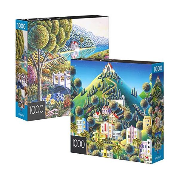 ジグソーパズル 海外製 アメリカ 6060839 2-Pack of 1000-Piece Jigsaw Puzzles, Daffodils and Hidden Village Puzzles for Adults and Kids A...