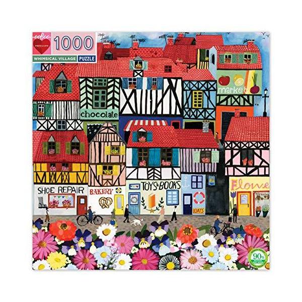 ジグソーパズル 海外製 アメリカ PZTWSV eeBoo: Piece and Love Whimsical Village 1000-piece square Jigsaw Puzzle for Adults and Families,...