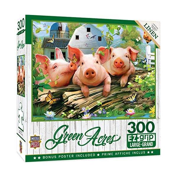 ジグソーパズル 海外製 アメリカ 31817 MasterPieces - 300 Piece Jigsaw Puzzle, Large EZ Grip Shapes, Three Lil’ Pigs, Fun for Adults, Se...