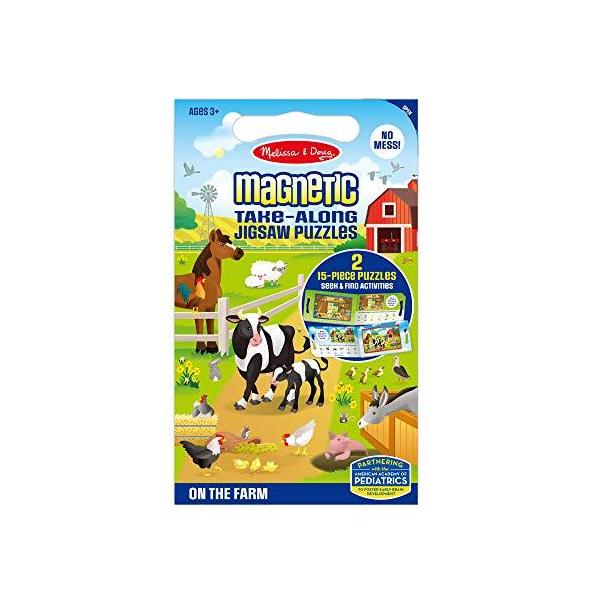 ジグソーパズル 海外製 アメリカ 32832 Melissa &amp; Doug Take-Along Magnetic Jigsaw Puzzle Set ? On the Farm (2 x 15 Piece) Travel Acti...
