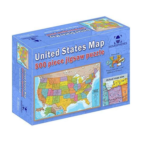 ジグソーパズル 海外製 アメリカ HMP02 Waypoint Geographic USA Map 500-Piece Jigsaw Puzzle, Puzzles for Kids, Jigsaw Puzzles for Endless...