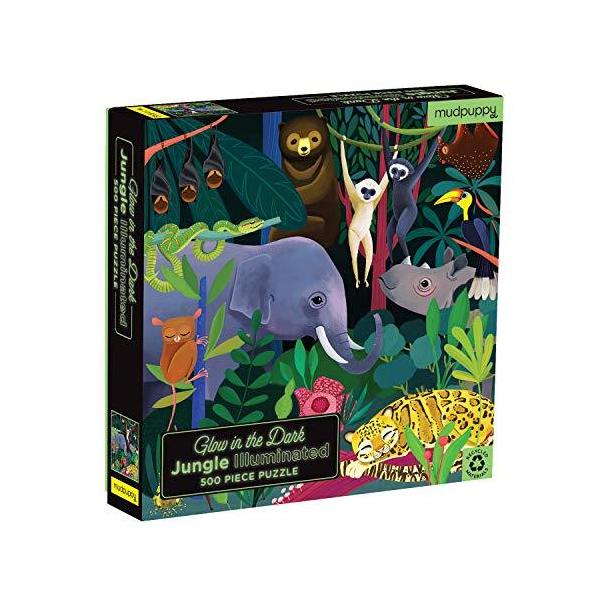 ジグソーパズル 海外製 アメリカ 735360766 Mudpuppy Jungle Illuminated 500 Piece Glow in the Dark Jigsaw Puzzle for Kids and Families, F...