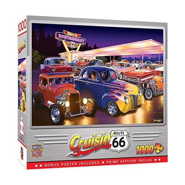 ジグソーパズル 海外製 アメリカ 71951 MasterPieces - 1000 Piece Jigsaw Puzzle, Route 66 Friday Night Hot Rods, Fun for Adults, Family, ...