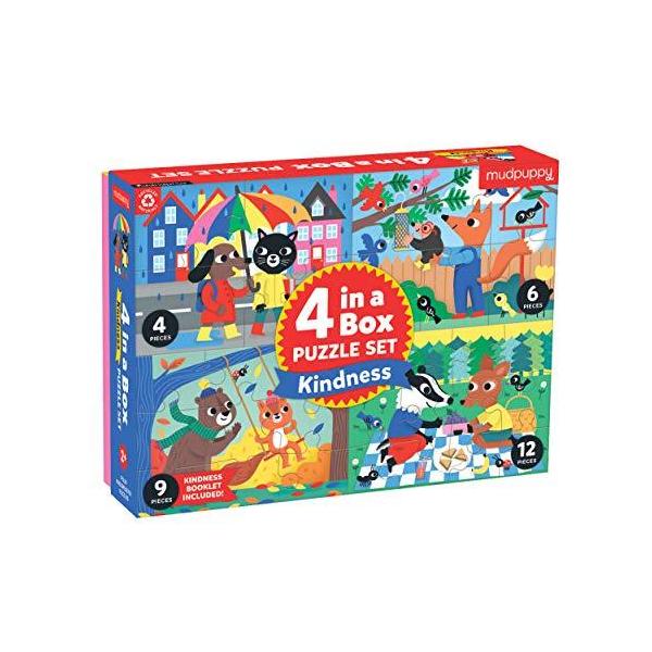 ジグソーパズル 海外製 アメリカ 9780735364936 Mudpuppy Kindness 4-in-a-Box Puzzle Set ? Includes 4 Progressive Jigsaw Puzzles for Kids ...