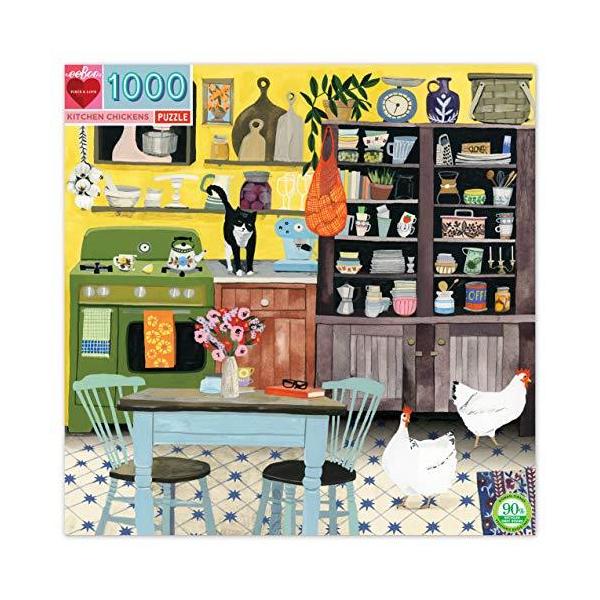 ジグソーパズル 海外製 アメリカ PZTKHC eeBoo 1000 Piece Puzzle - Kitchen Chickens Jigsaw Puzzle for Adults, Square 23" x 23" Made with ...