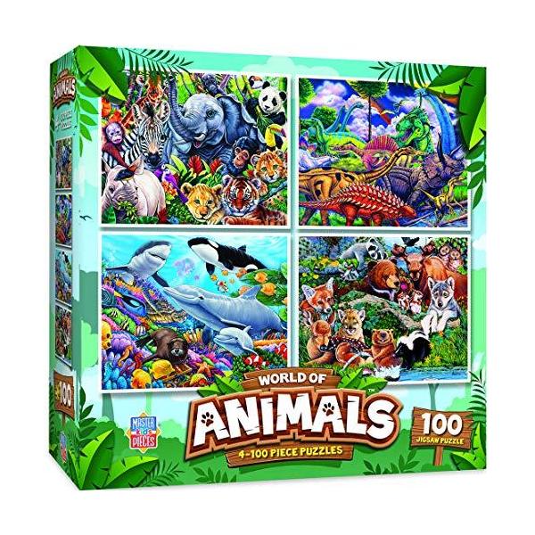 ジグソーパズル 海外製 アメリカ 12022 MasterPieces Jigsaw Puzzle Set for Kids, 4-Pack of 100 Piece Puzzles, Educational Animal Theme, F...
