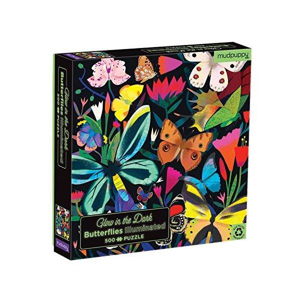 ジグソーパズル 海外製 アメリカ 356664 Mudpuppy Butterflies Illuminated 500 Piece Glow in the Dark Family Puzzle from Mudpuppy - 20" x ...