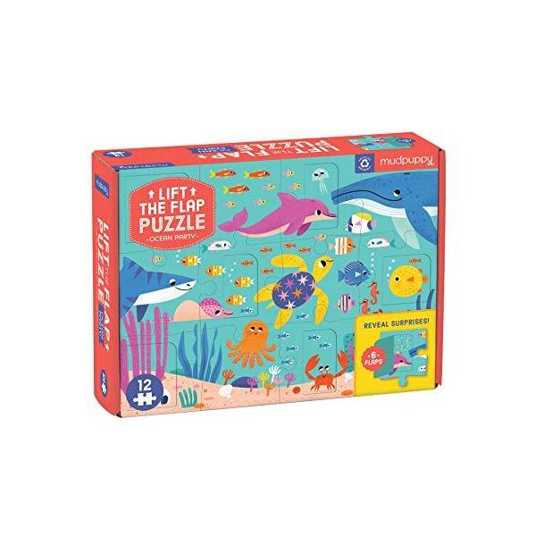 ジグソーパズル 海外製 アメリカ 356574 Mudpuppy Ocean Party Lift-The-Flap Puzzle, 12 Pieces, 18” x 13.75” ? Jigsaw Puzzle Featuring Fri...