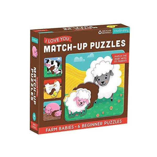 ジグソーパズル 海外製 アメリカ 356362 Mudpuppy I Love You Match-Up Puzzles, Farm Babies, 6.75”x6.75” Each ? Ages 1-3 - Includes 6 Stur...