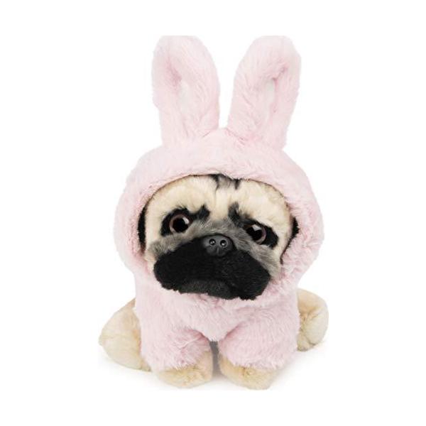 ガンド GUND ぬいぐるみ リアル お世話 かわいい 6060908 GUND Doug The Pug Fuzzy Pink Bunny Hoodie Doug Plush Stuffed Animal, Pink, 9”海外限定品を迅...