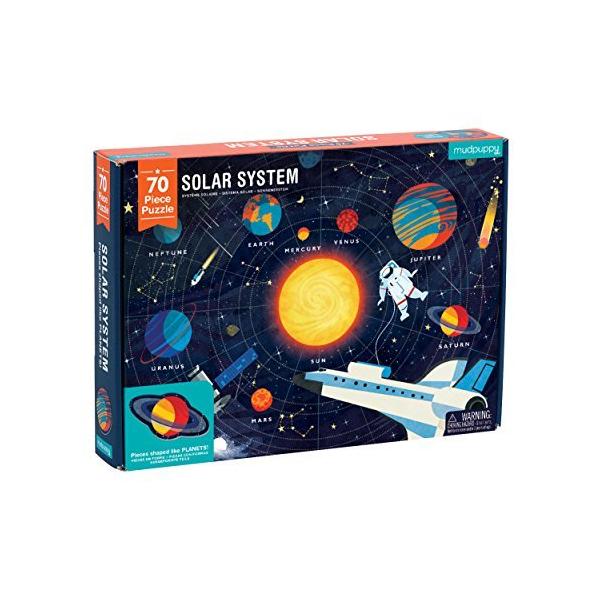 ジグソーパズル 海外製 アメリカ 9780735351950 Mudpuppy Solar System ? 70 Piece Jigsaw Puzzle with Planet Shaped Pieces Featuring Planet...