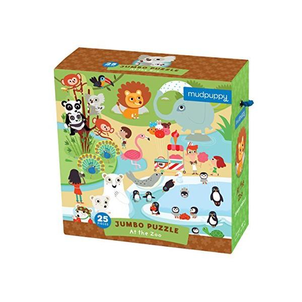 ジグソーパズル 海外製 アメリカ 073533417X Mudpuppy At The Zoo - Jumbo 25 Piece Jigsaw Floor Puzzle Featuring Lions, Elephants, and Mor...