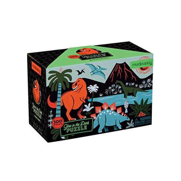 ジグソーパズル 海外製 アメリカ 9780735345720 Mudpuppy Dinosaur Glow-in-the-Dark Puzzle, 100 Pieces, 18”x12” ?Perfect for Kids Age 5+ -...