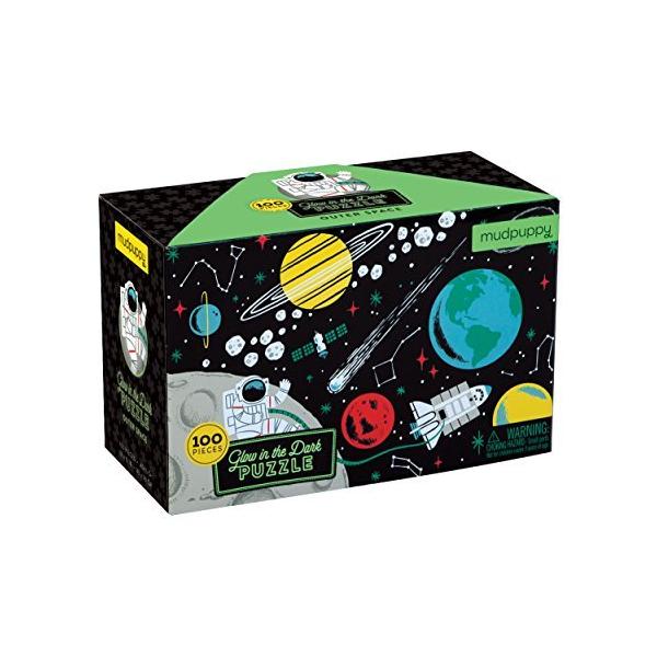 ジグソーパズル 海外製 アメリカ 9780735345737 Mudpuppy Outer Space Glow-in-the-Dark Puzzle, 100 Pieces, 18”x12”, Made for Kids Age 5+, ...