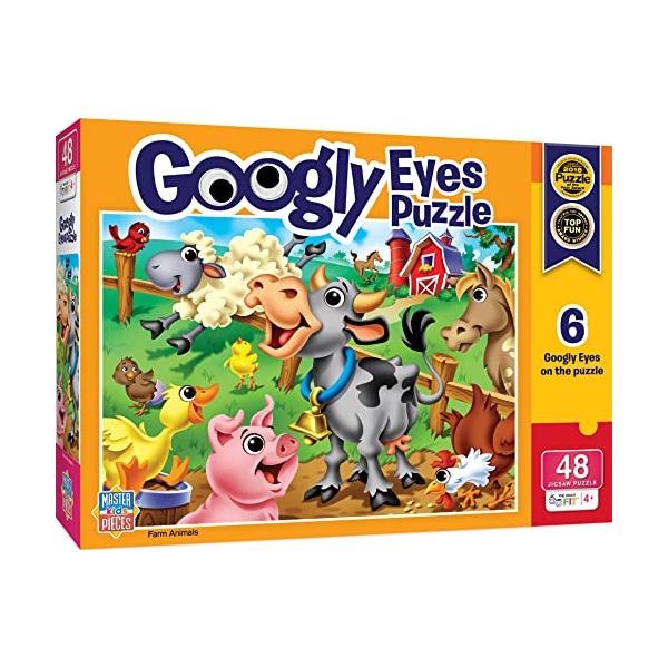 ジグソーパズル 海外製 アメリカ  Masterpieces Funny Puzzle - Googly Eyes 48 Piece Jigsaw Puzzle for Kids - Farm Animals - 14"x19"海外限定品を...