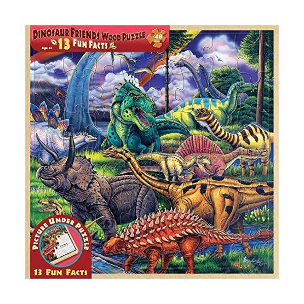 ジグソーパズル 海外製 アメリカ 11017 Masterpieces 48 Piece Fun Facts Jigsaw Puzzle for Kids - Dinosaur Friends Wood Puzzle - 12"x12"海外...