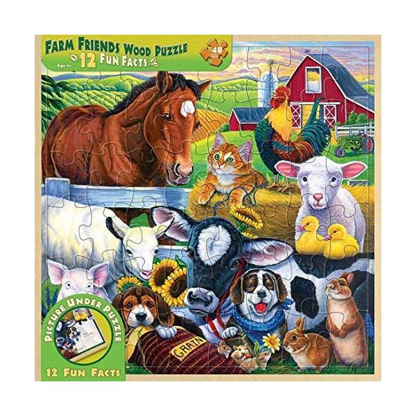 ジグソーパズル 海外製 アメリカ 11018 Masterpieces 48 Piece Fun Facts Jigsaw Puzzle for Kids - Farm Friends Wood Puzzle - 12"x12"海外限定品を...