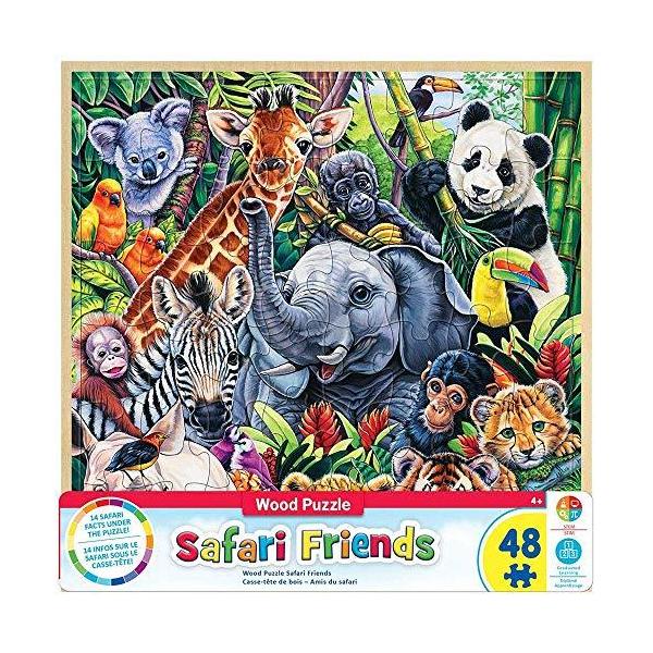 ジグソーパズル 海外製 アメリカ 11554 Masterpieces 48 Piece Fun Facts Jigsaw Puzzle for Kids - Safari Friends Wood Puzzle - 12"x12"海外限定...