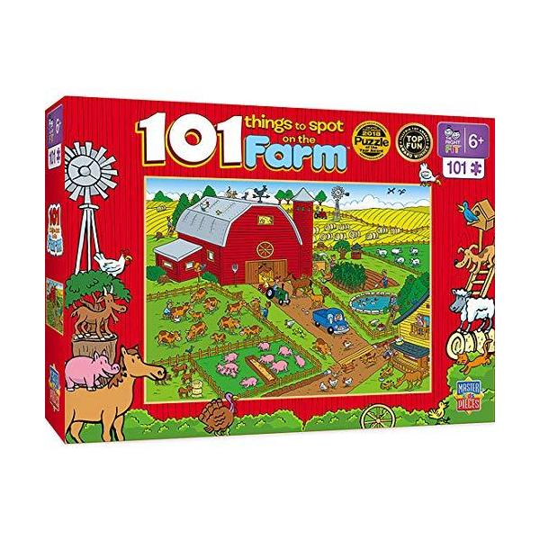 ジグソーパズル 海外製 アメリカ 11714 Masterpieces 100 Piece Family Jigsaw Puzzle for Kids - 101 Things to Spot on a Farm - 14"x19"海外限定...