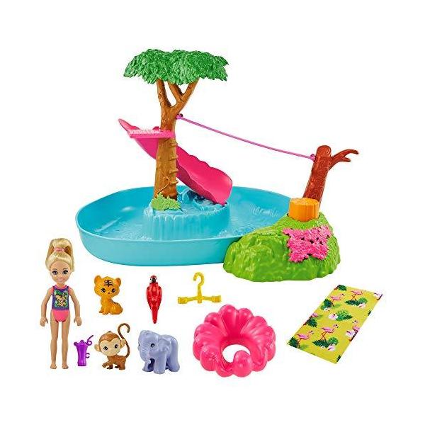 バービー バービー人形 GTM85 Barbie and Chelsea The Lost Birthday Splashtastic Pool Surprise Playset with Chelsea Doll (6-in), 3 Ba...