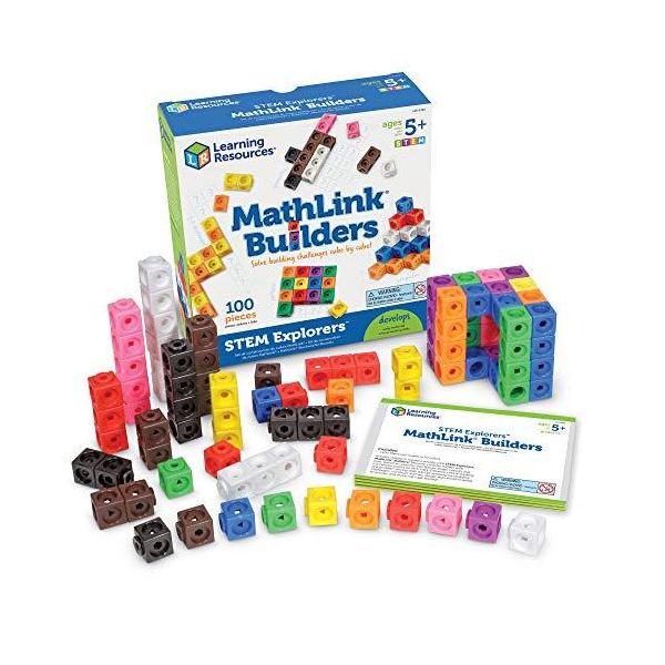 知育玩具 パズル ブロック ラーニングリソース LER9294 Learning Resources STEM Explorers MathLink Builders - 100 Pieces, Ages 5+, Kindergarten ...